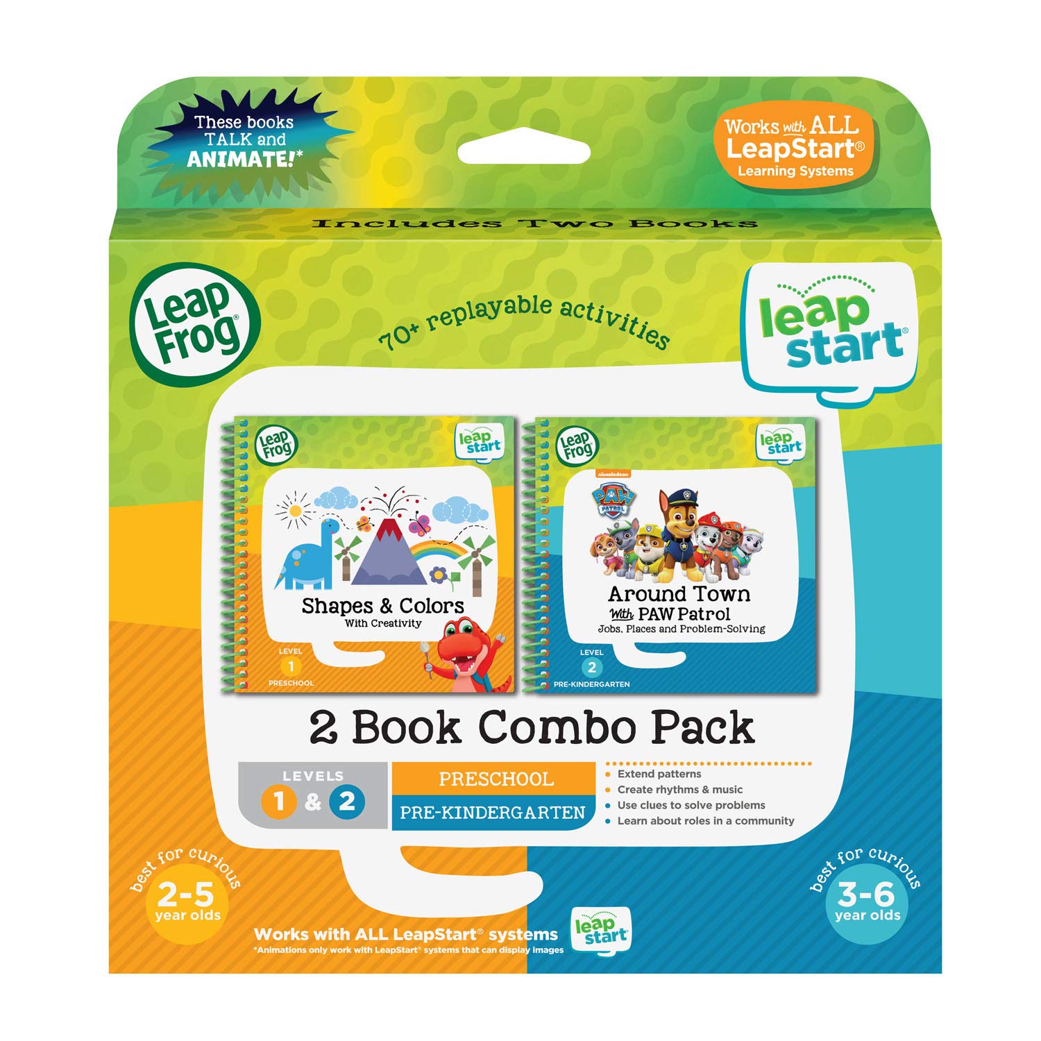 LeapFrog LeapStart 2 Book Combo Pack: Shapes & Colors & Around Town with PAW Patrol,Multicolor, 80-469500