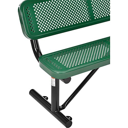 Global Industrial 48" L Outdoor Steel Bench with Backrest, Perforated Metal, Green