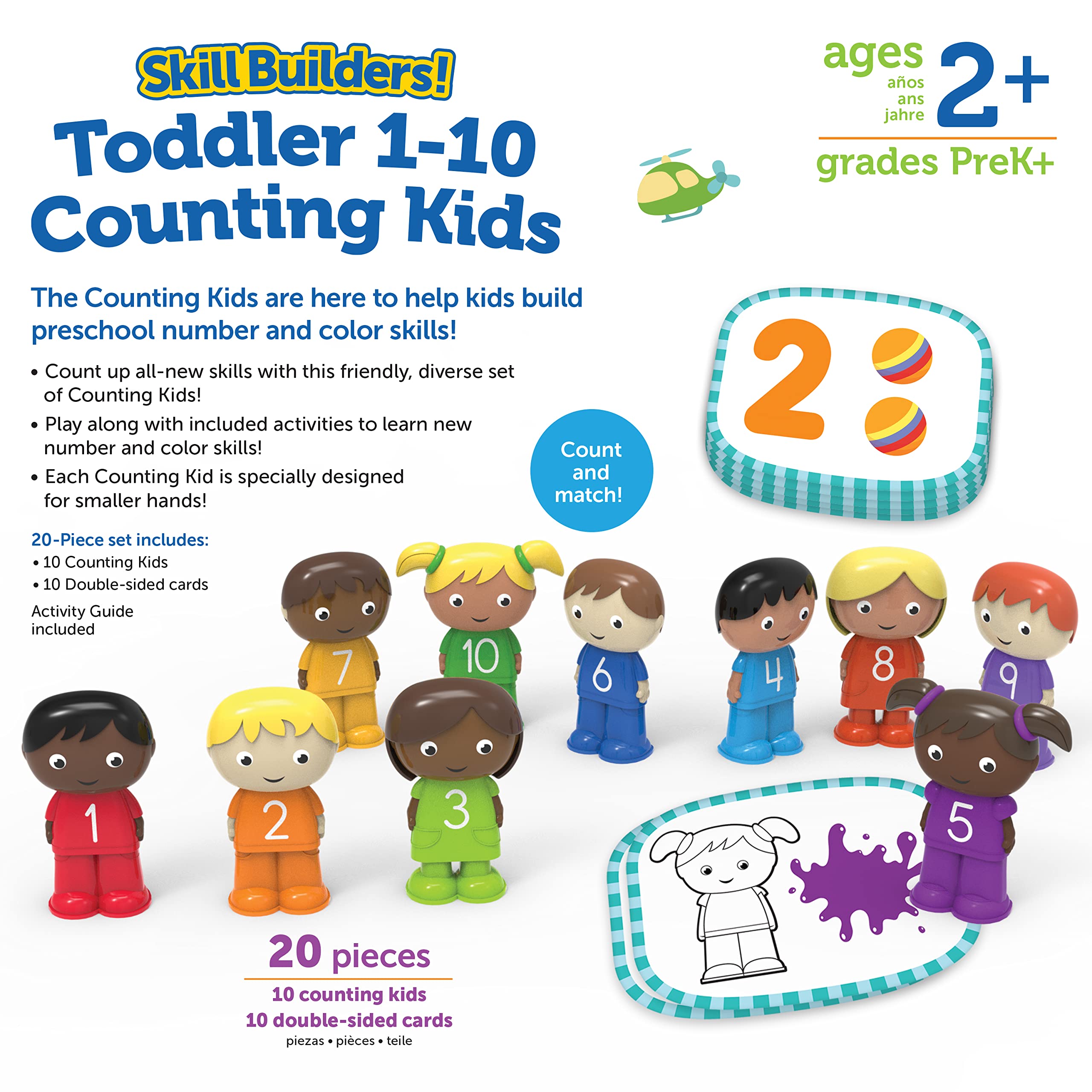 Learning Resources Skill Builders! Toddler 1-10 Counting Kids, Educational Toys, Toddler Activities, Color Teaching Toys, 20 Pieces, Age 2+