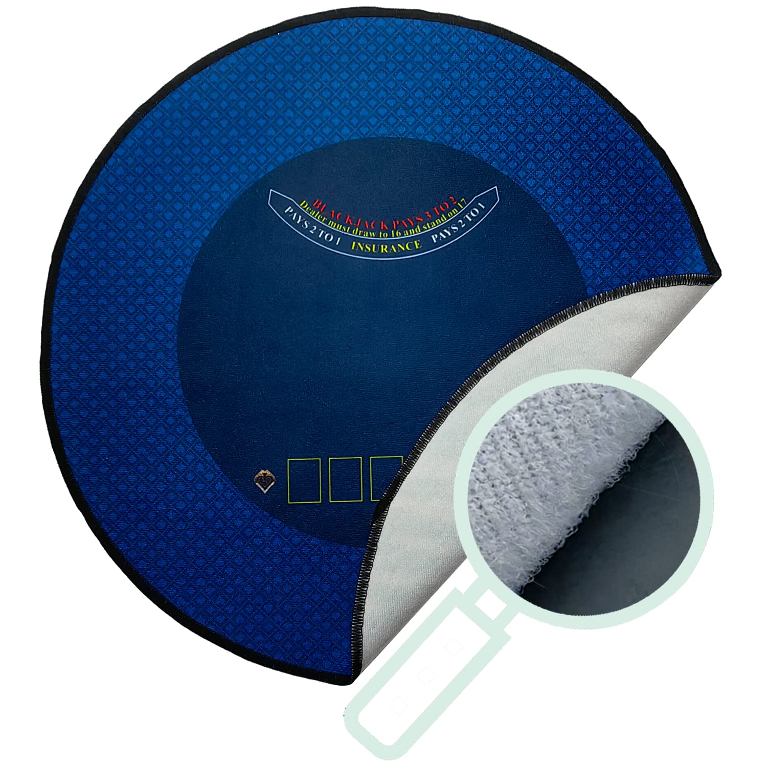 BWLOKXUN 58 x 58 Texas Hold'em and Blackjack Table Felt, Portable Foldable Texas Hold'em and Blackjack Layout
