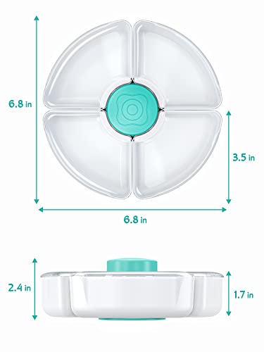 HEETA Baby Food Storage Container, Snack Box for Kids with 4 Removable Compartment and Lids, Reusable Snack Containers, Food Grade PP Material, BPA & PVC Free (Green)