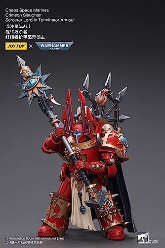JoyToy Warhammer 40K: Chaos Space Marines Crimson Slaughter Sorcerer Lord in Terminator Armour 1:18 Scale Figure