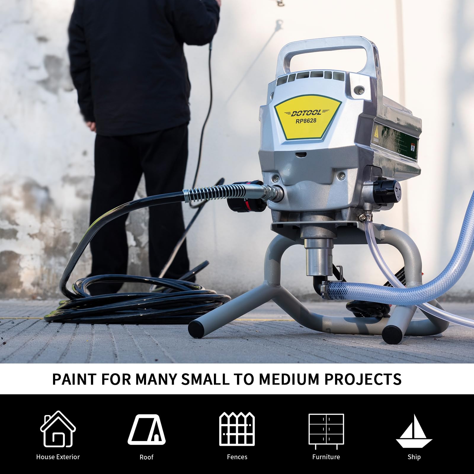 DOTOOL Airless Paint Sprayer,3300PSI High Efficiency Paint Sprayer Gun,Thinning-Free,with Extension Pole Other Accessories,for Home Interior & House Exterior DIY Painting Projects.