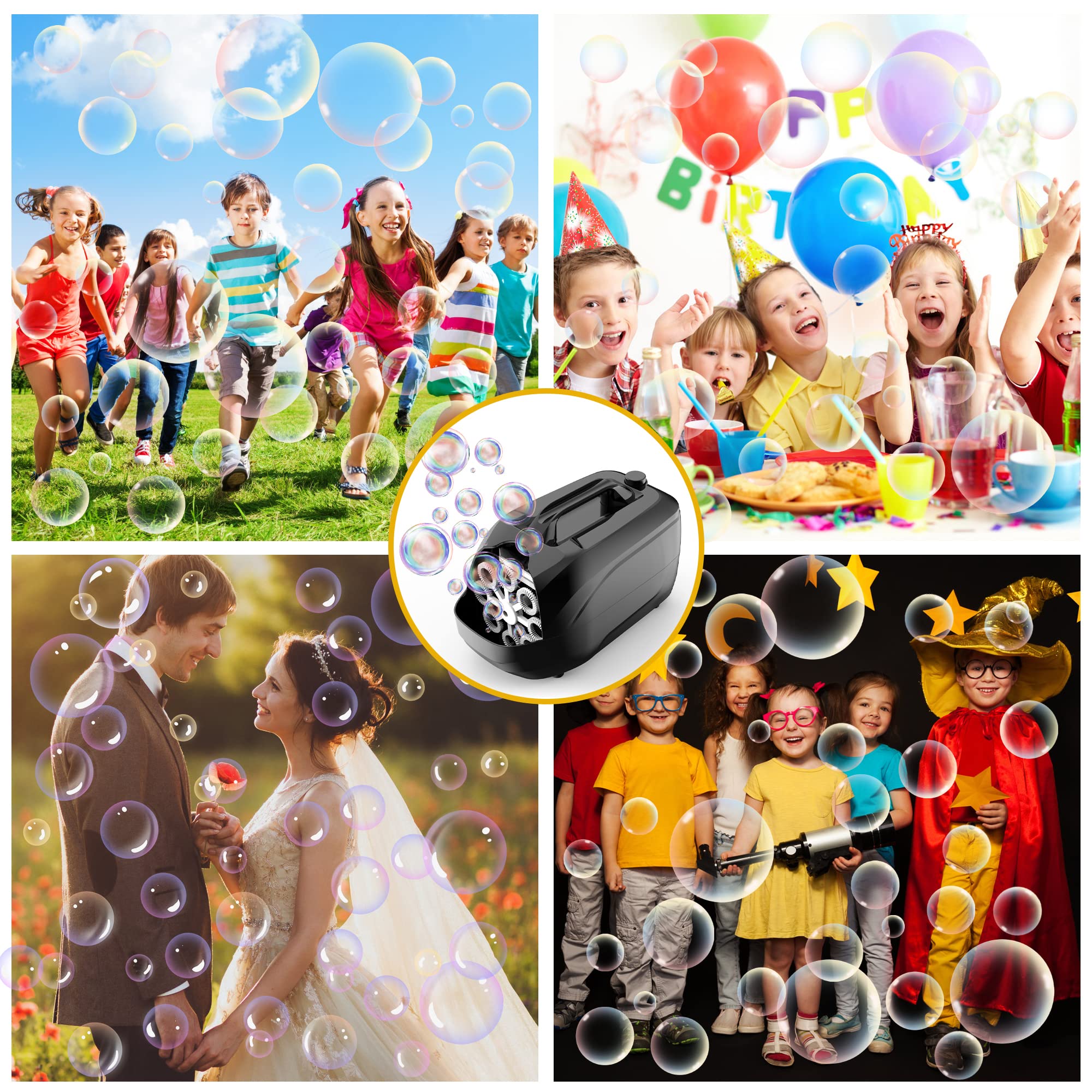 Bubble Machine, Automatic Bubble Maker for Kids, Portable Bubble Blower for Outdoor Indoor Party Wedding, Bubble Blower Machine Powered by USB or Batteries