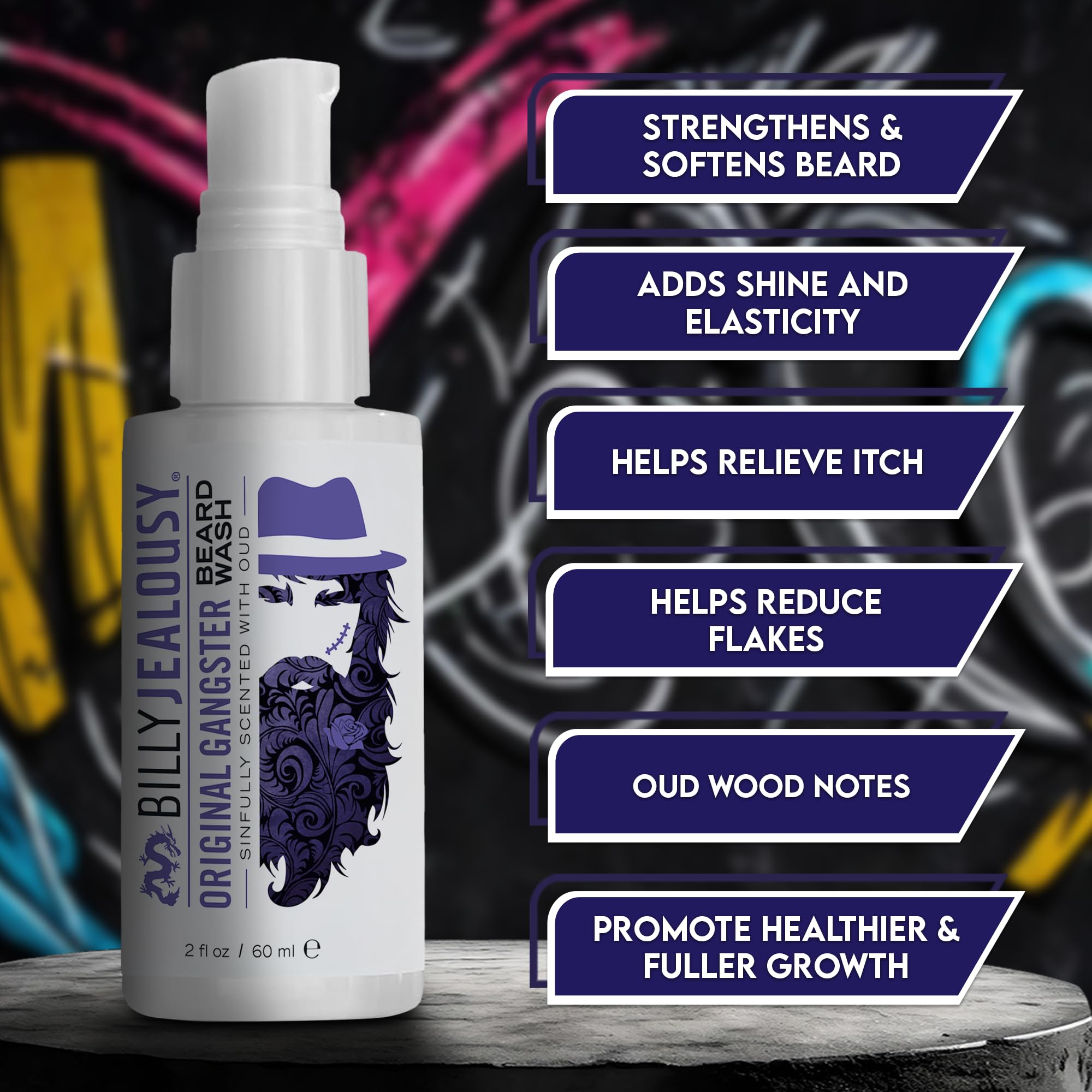 Billy Jealousy Beard Oil for Men, Weightless, Low Shine, and Hydrating Beard Moisturizer for Softer Hair, Helps Prevent Itching and Flakes, Original Gangster, 2 Fl Oz