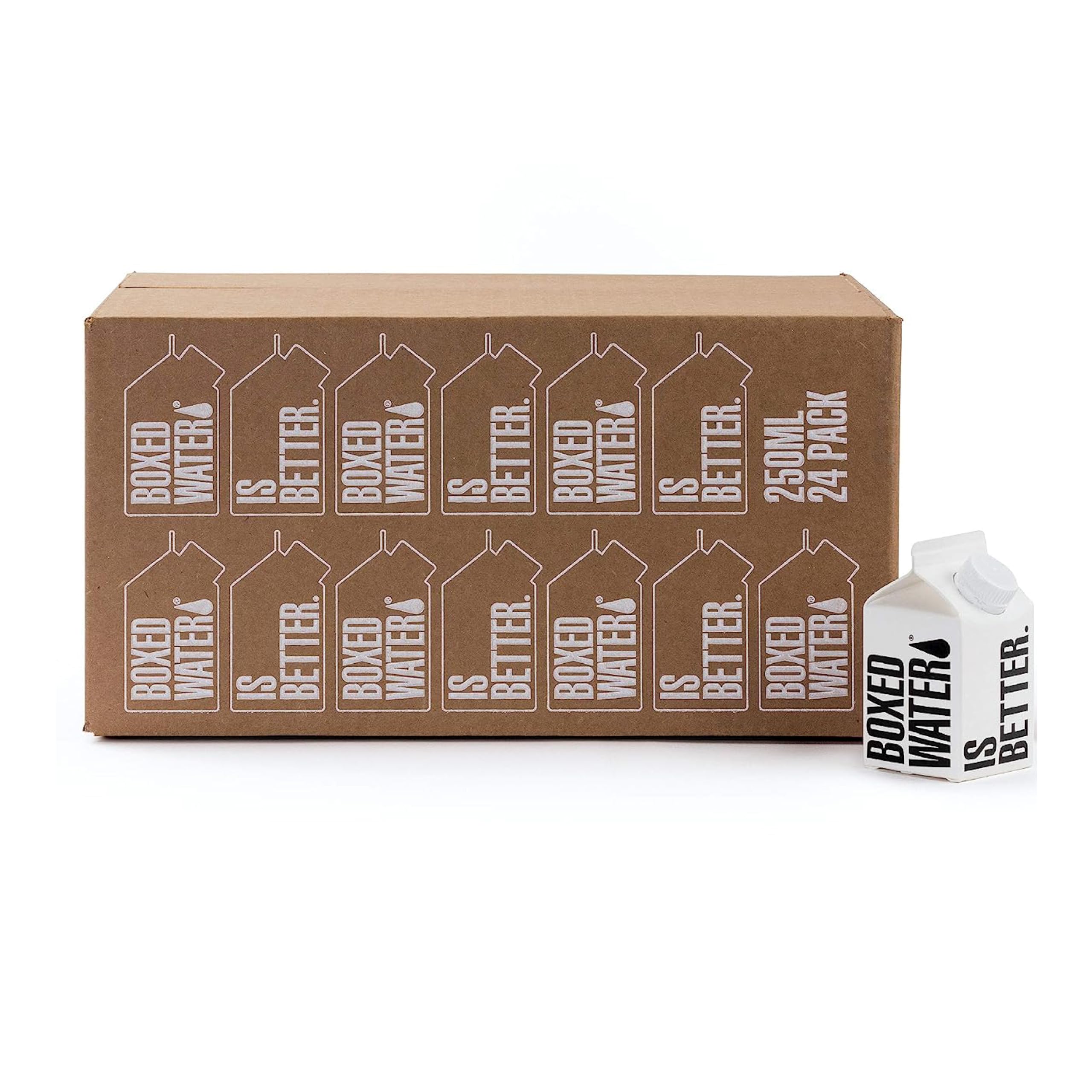 Boxed Water 8.5 oz. (24 Pack) – Purified Drinking Water in 92% Plant-Based Boxes, 100% Recyclable, BPA-Free, Refillable Cartons, Sustainable Alternative to Plastic Bottled Water, Mini Water for Kids