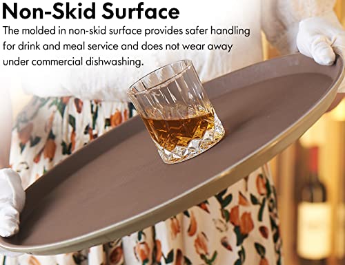 CURTA 2-Pack Restaurant Grade Non-Slip Tray, NSF, 16 Inch, Plastic Rubber Lined Anti-Skid Round Serving Tray, Brown
