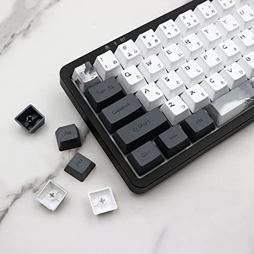 JSJT Ink Lotus Keycaps OEM Profile Japanese Keycaps 140 Keys PBT Dye Sublimation Custom Keycaps Suitable for GK61/64/68/84/87/96/980/104/108 Cherry MX Switch ANSI/ISO Layout Mechanical Keyboards