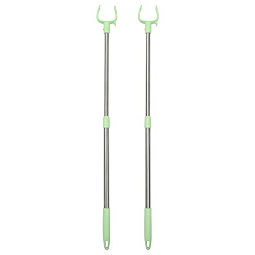 Curtain Rod Hooks Closet Reacher Pole Clothes Laundry Drying Rack Pole: 2pcs Retractable Coat Hanger Rod Adjustable Clothes Tension Pole Clothesline Prop Pole Metal Hangers