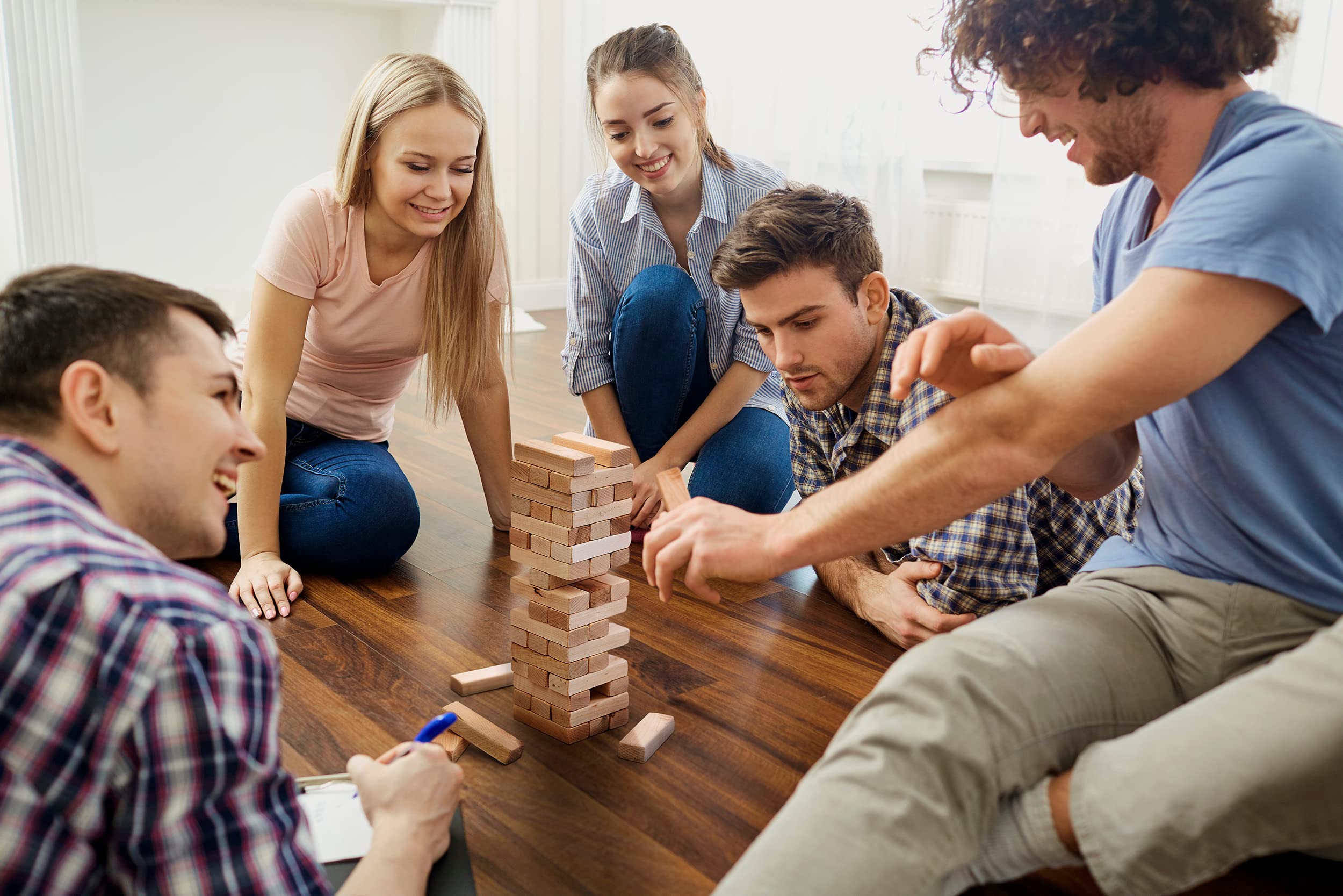 Pennsylvania Woodworks Maple Tumble Tower Game - Heavy Duty Timber Tower Wooden Block Set - Stackable Hardwood Blocks - Tabletop & Outdoor Family Games - Maple Hardwood