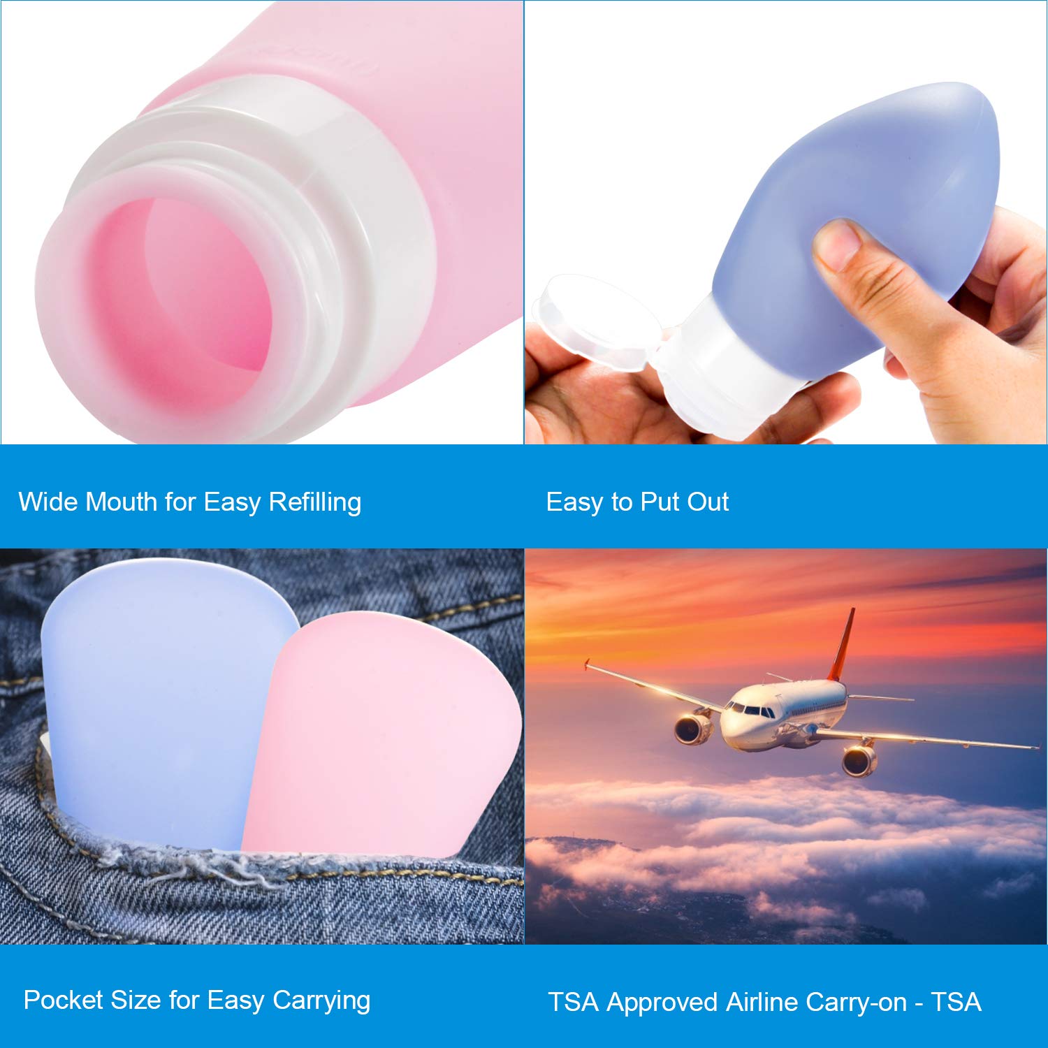 BEAHOT 13 Pack Travel Bottles Set, TSA Approved 3oz Travel Containers and 0.3oz Sample Jars, Refillable Cosmetic Toiletries Squeezable Leak Proof Silicone Bottles for Shampoo Conditioner Cream Lotion