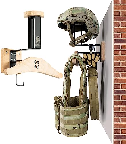 OneTigris Tactical Gear Wall Mount, Police Gear Rack with Helmet Stand Plate Carrier Hanger, Wall Organizer for Motorcycle Football Cycling Gear