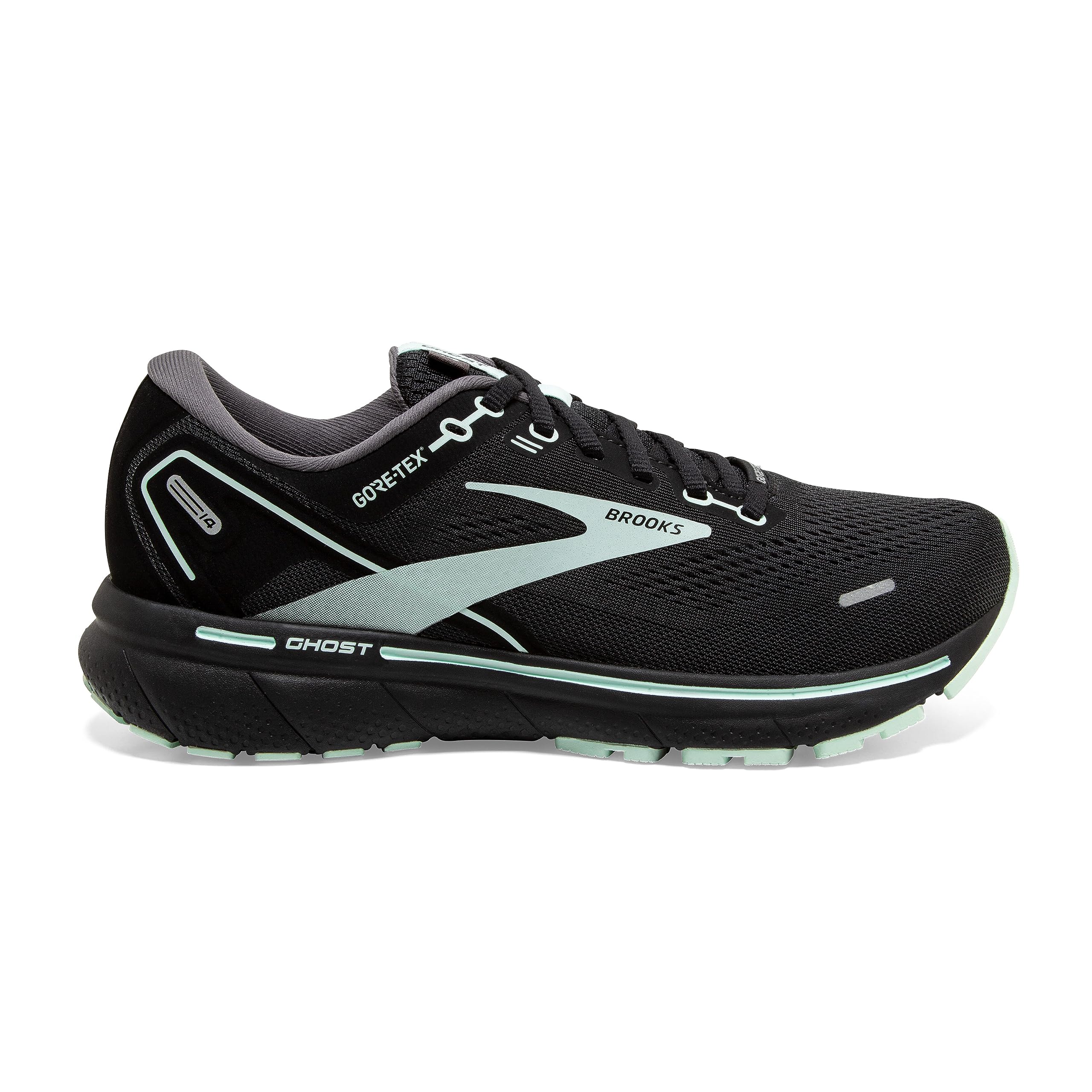 Brooks Women's Ghost 14 GTX Waterproof Neutral Running Shoe - Black/Blackened Pearl/Aquaglass - 8 Medium