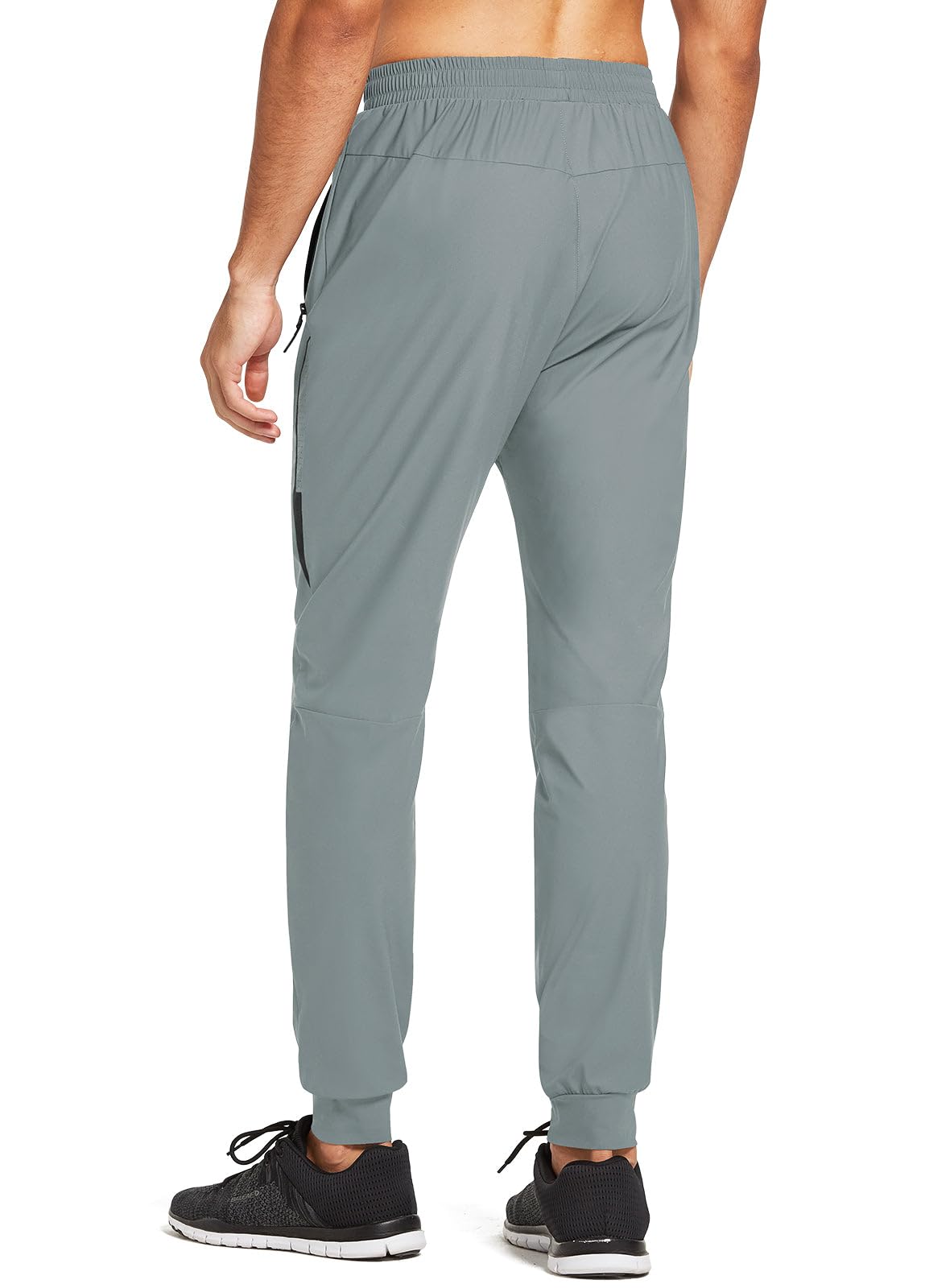 BALEAF Men's Joggers Athletic Pants Lightweight Running Hiking Pants Workout Training Gym Quick Dry Zipper Pockets Light Gray L