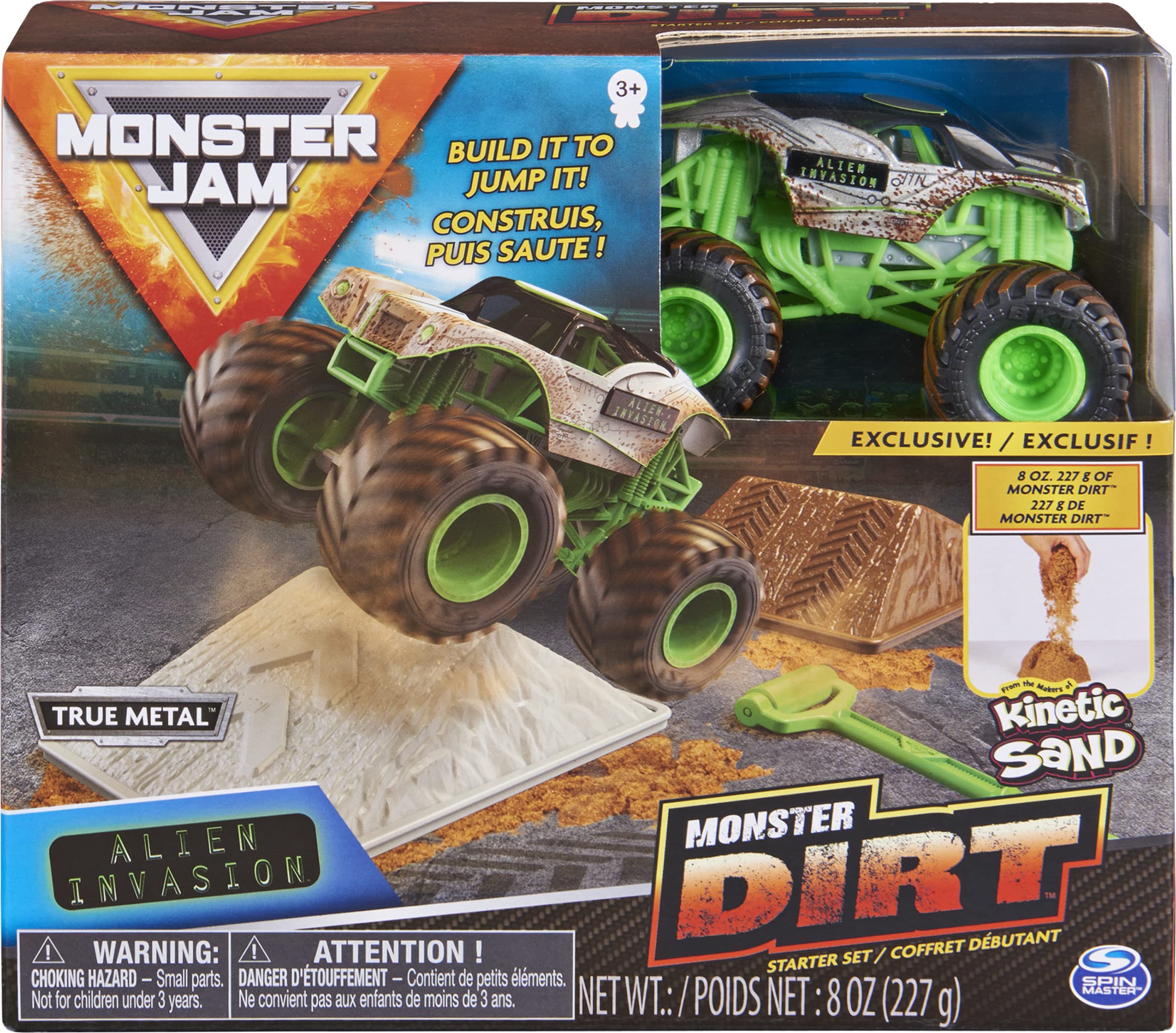 Monster Jam, Alien Invasion Monster Dirt Starter Set with 8oz Monster Dirt and Official 1:64 Scale Truck