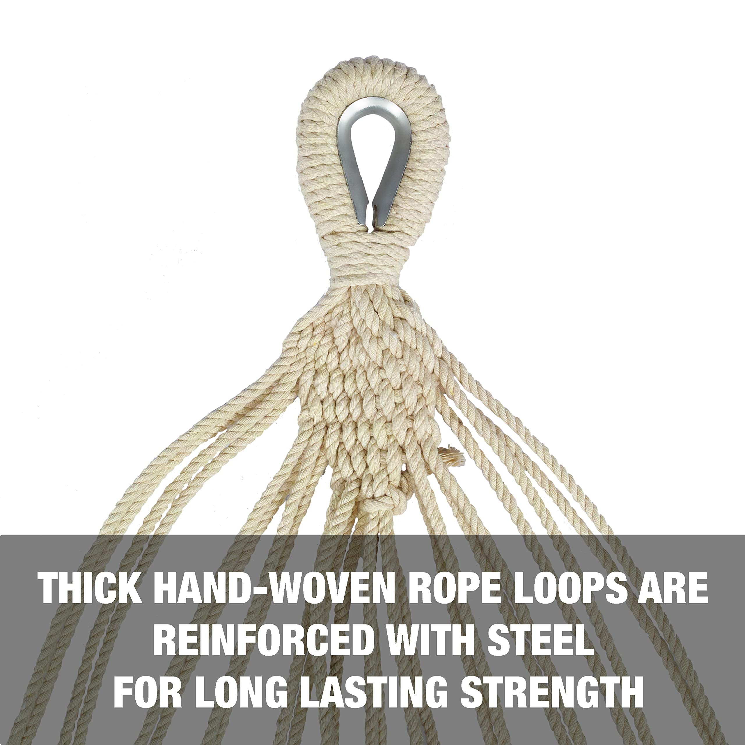 Bliss Hammocks BH-400-SB 40" Wide Hammock w/Hand-Woven Rope Loops & Hanging Hardware, Outdoor, Patio, Backyard Durable, Cotton and Polyester Blend, 220 Lbs Capacity, Seabreeze