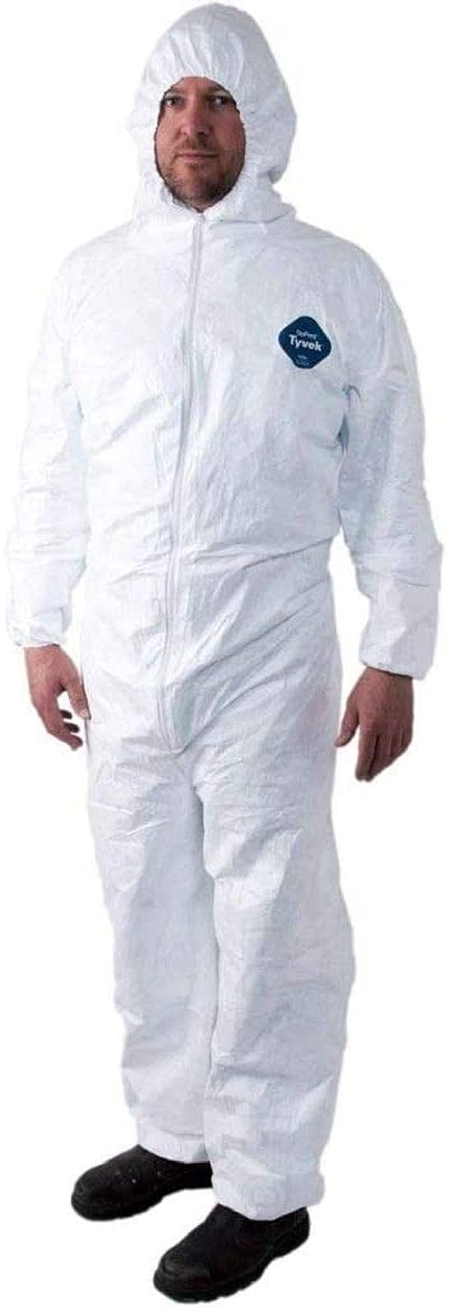 Tyvek Disposable Suit by Dupont with Elastic Wrists, Ankles and Hood (Medium)