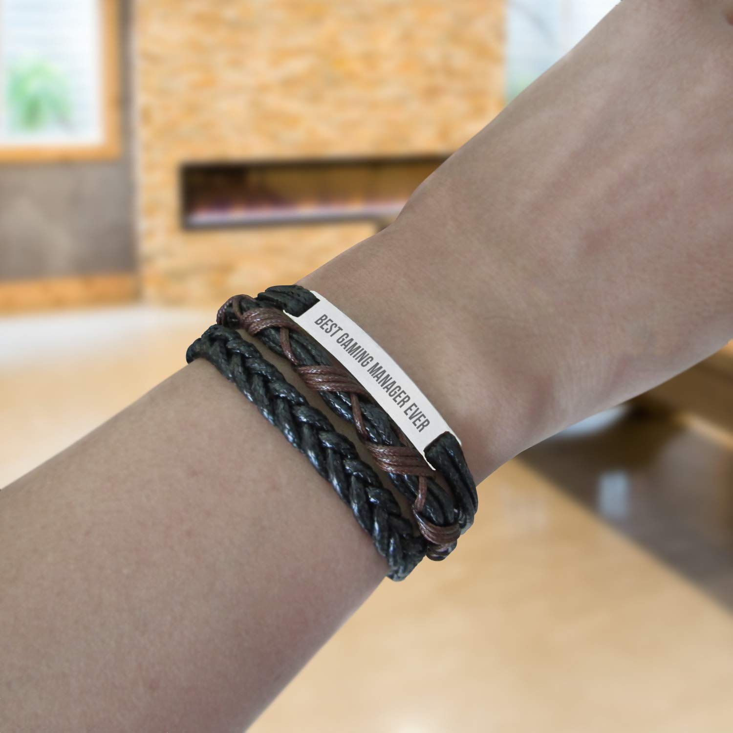 Miiras Handmade Bracelet for Men - Best Gaming Manager Ever - Black 10 - Made of Braided Rope and Stainless Steel - Gift for Gaming Manager