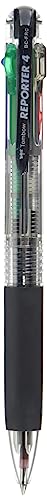 Tombow 4 Colors Ballpoint Pen, Reporter 4, Black, Red, Blue, Green, Transparent Body (BC-FRC20)