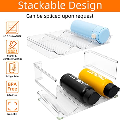 Criusia Water Bottle Organizer, Clear Stackable 3 Bottle Storage Holder Rack for Kitchen Cabinet, Countertop, Fridge, Pantry, Organizer and Storage, Tumbler Travel Mug Cup Organizer, 4 Pack 12 Bottles