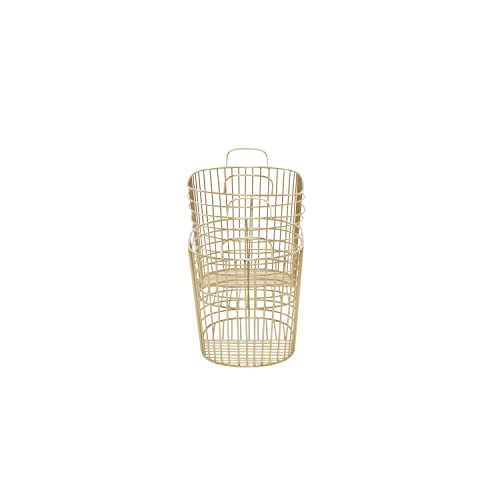 CosmoLiving by Cosmopolitan Metal Round Storage Basket with Handles, Set of 2 20", 17"W, Gold
