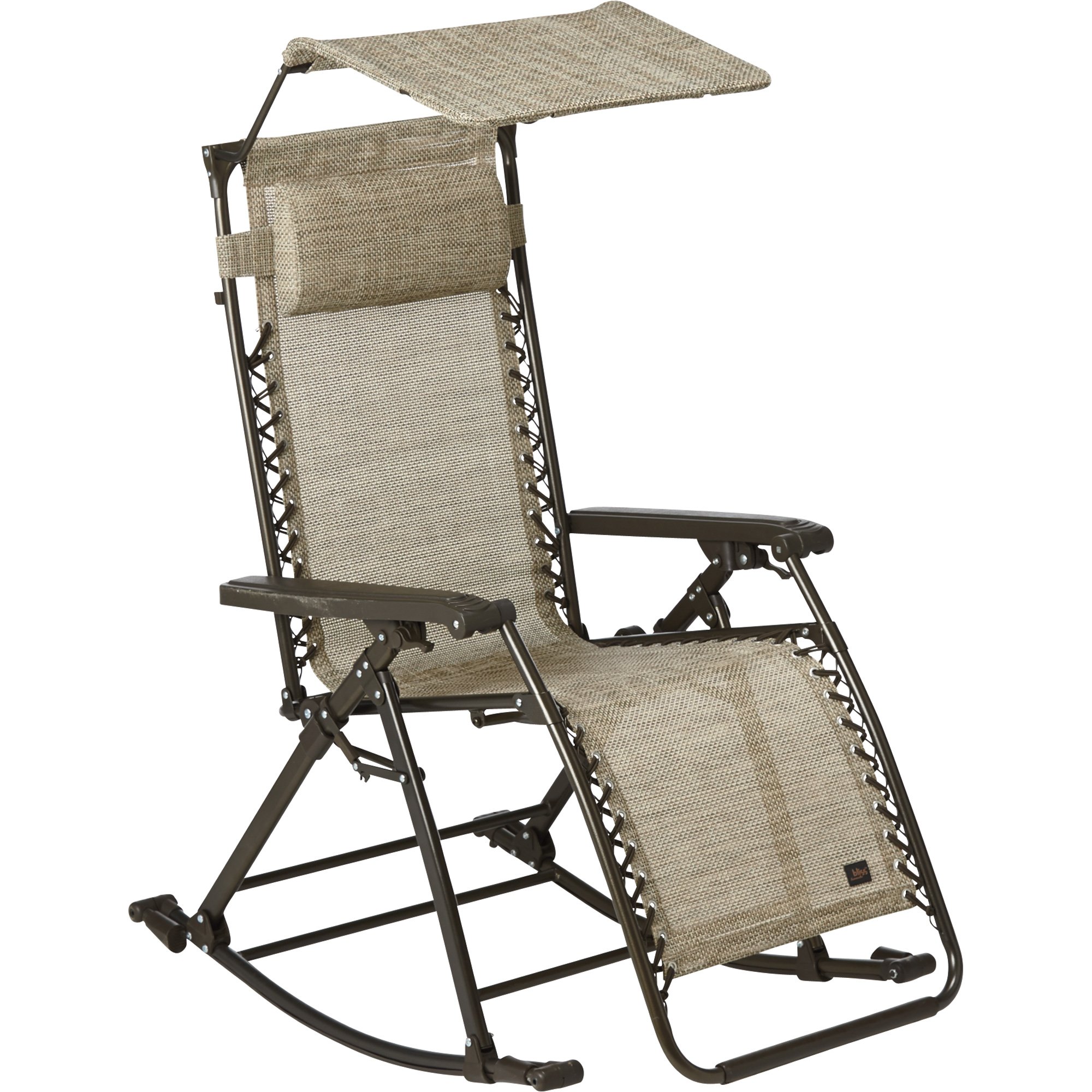 Bliss Hammocks GFC-452WSR Wide XL Zero Gravity w/Canopy, Pillow, & Drink Tray Folding Outdoor Lawn, Deck, Patio Adjustable Lounge Chair, 360 lbs. Capacity, Weather and Rust Resistant, 30-Inch, SAND