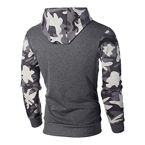Hoodies for Men Thenlian Mens Camouflage Plus Size Pullover Long Sleeve Hooded Sweatshirt Tops Blouse(Dark Gray, L)