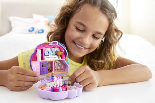 Polly Pocket Compact Playset, Jumpin' Style Pony with 2 Micro Dolls & Accessories, Travel Toys with Surprise Reveals