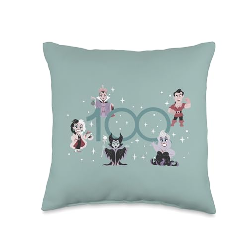 Disney 100 Villains 100th Anniversary Muted Cute D100 Throw Pillow, 16x16, Multicolor