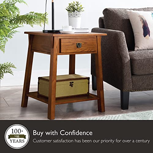 Leick Home Favorite Finds Nightstand Table with Shelf, Russet/Blackened