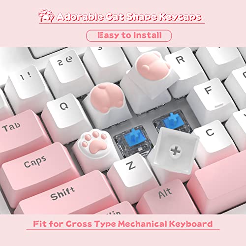 Custom 4 Pcs Cute Cat Claw and Butt Shape PBT&Silicone Keycaps Set Ergonomic OEM R4 Profile for 61/84/96/104 Key AKKO Gateron Kailh Cherry MX Cross Type Switch Mechanical Gaming Keyboard DIY(Pink-4)