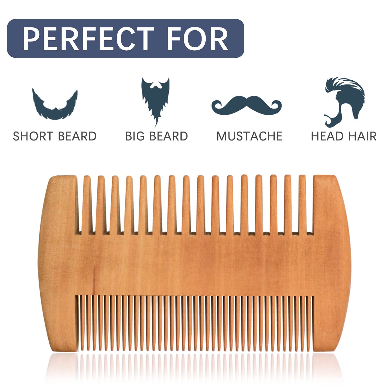 Beard Power Wooden Beard Comb & Durable Case for Men with Sexy Beard, Fine & Coarse Teeth, Pocket Comb for Beards & Mustaches,Brown Skull Design