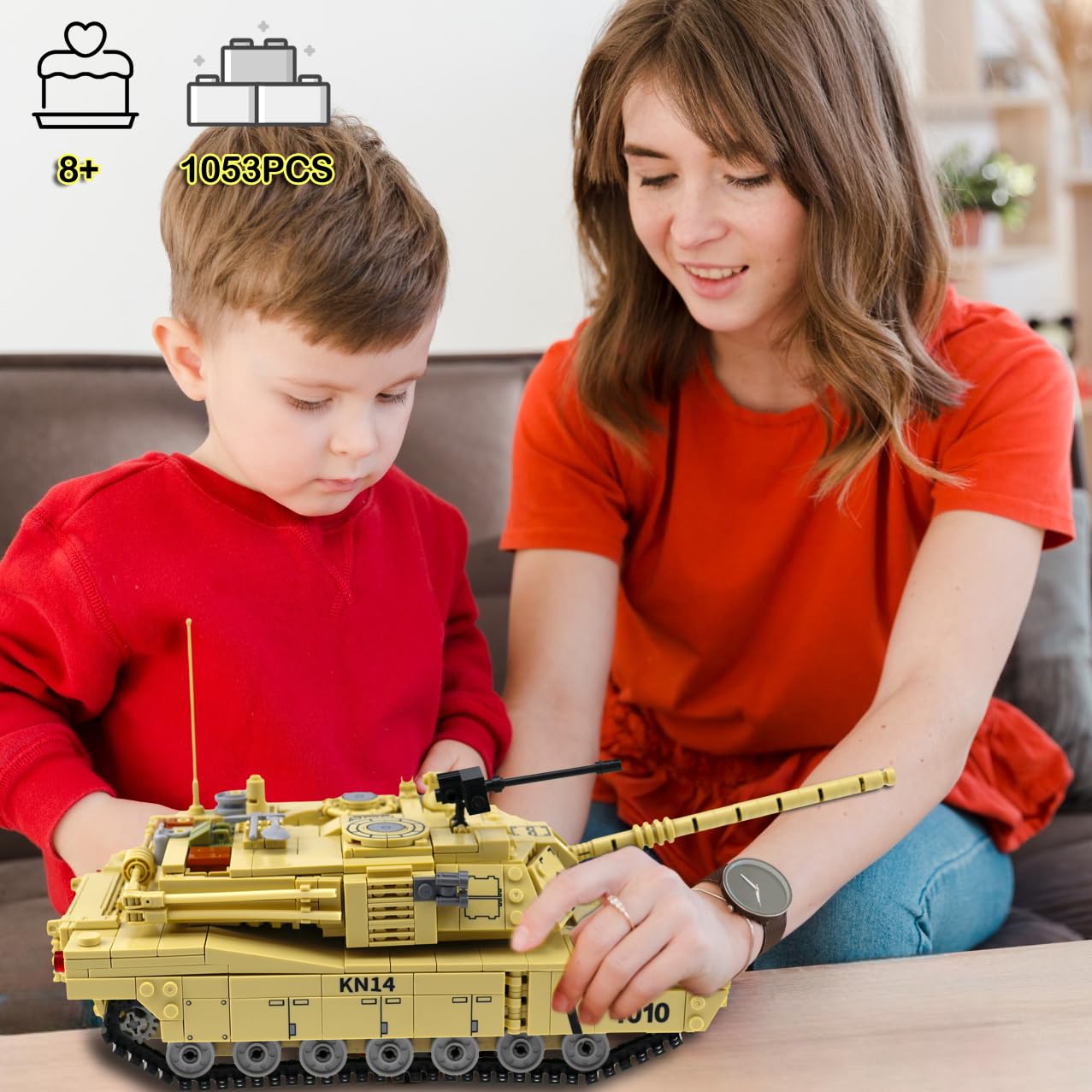 Gonli Military Building Toys for Kids 1053 Pieces US Army M1A2 Main Battle Tank Building Blocks Bricks WW2 Army Tank Model Kits