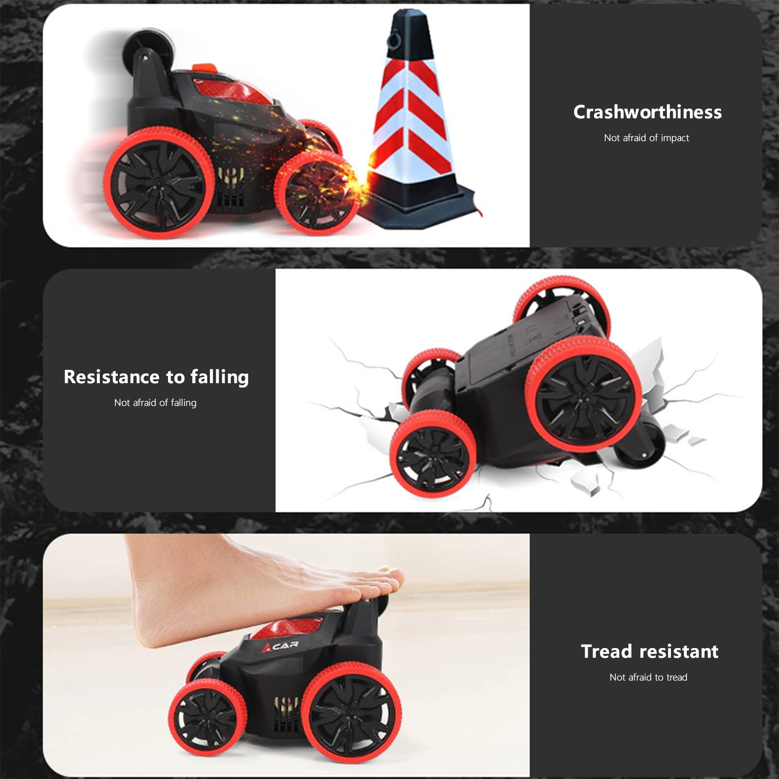 Cagogo Remote Control Car Lying Down Walking 360 Degree Dump Car Lights Music Stunt Roll Children Boy Girl Toy Car