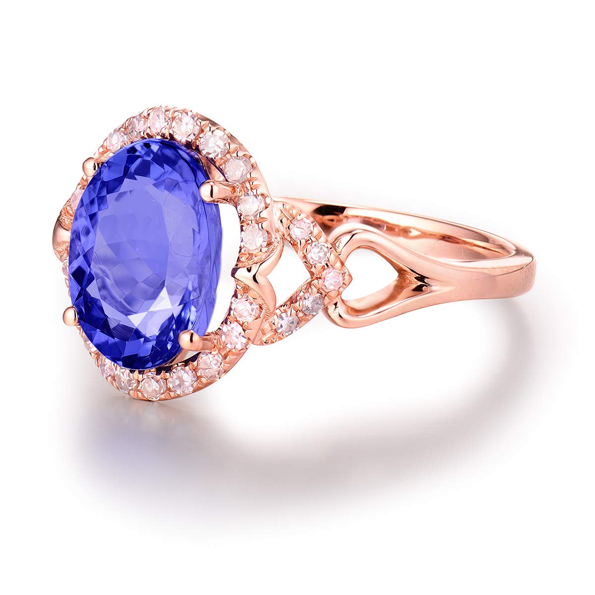 Beyond jewelry AAAA Natural Tanzanite Diamonds Engagement Wedding Ring in 14K Rose Gold for Women