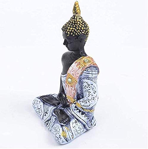 Buddha Sitting Meditation Statue Sculpture Home Decoration Ornament Garden Resin Figurine - Blue