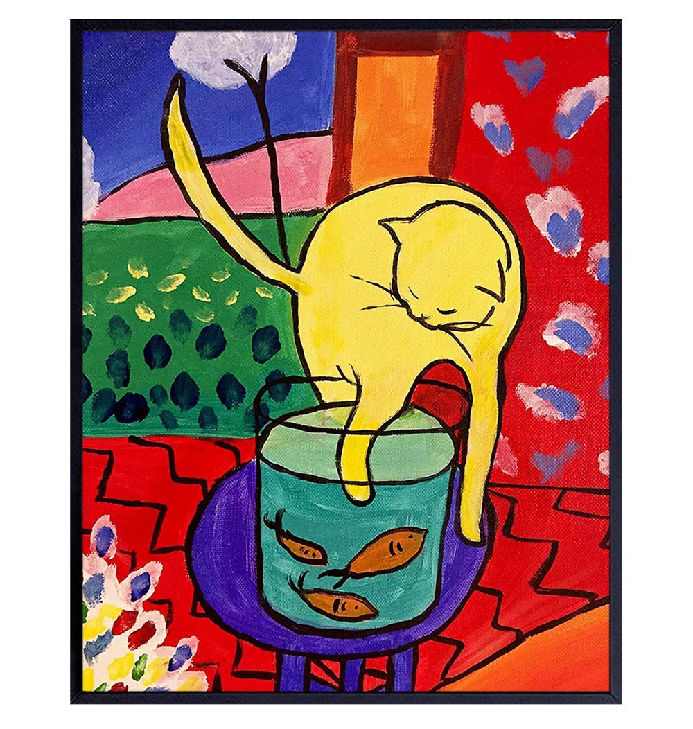 Cat Wall Decor - Boho Bohemian Decor - Matisse Poster - Cat Wall Art - Abstract Art - Mid Century Modern Wall Decor - Minimalist Wall Art - Aesthetic Room Decor - Cat Themed Gifts - Kitty Cat