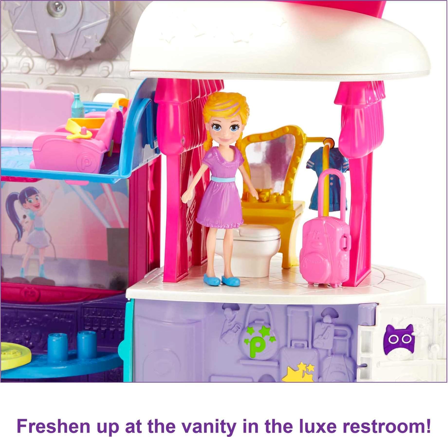 Polly Pocket Travel Toy Playset with 3-inch Doll & Accessories, Transforming Fabulous Flying Jet Airplane Toy