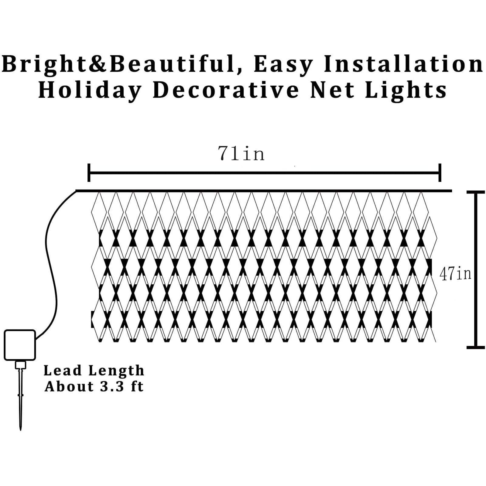 Juesi Christmas Outdoor Net Lights, Solar Mesh Lights Bush Lights Christmas Tree Netting Fairy Lights for Garden, Patio, Window, Fence, Bush, Easter Home Decoration, 8 Light Modes