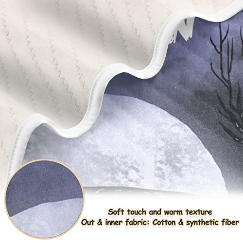 Full Moon Bat Sky Unisex Fluffy Baby Blanket for Crib Toddler Blanket for Daycare with Thick and Soft Material Security Blanket for Stroller Travel Decorative Gift