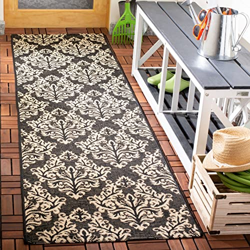 SAFAVIEH Courtyard Collection 2' x 3'7" Black/Cream CY6930 Indoor/ Outdoor Waterproof Easy-Cleaning Patio Backyard Mudroom Accent-Rug