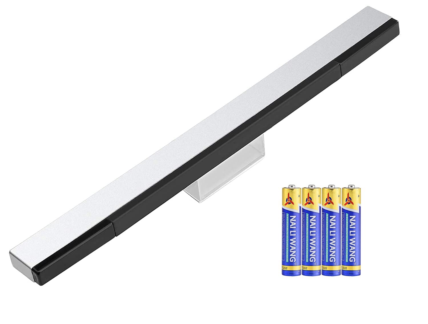 Replacement Wii Wireless Sensor Bar, Infrared IR Ray Motion Sensor Signal Receiver for Nintendo Wii and Wii U Console with Stable Stand and 4 AAA Batteries(Black)