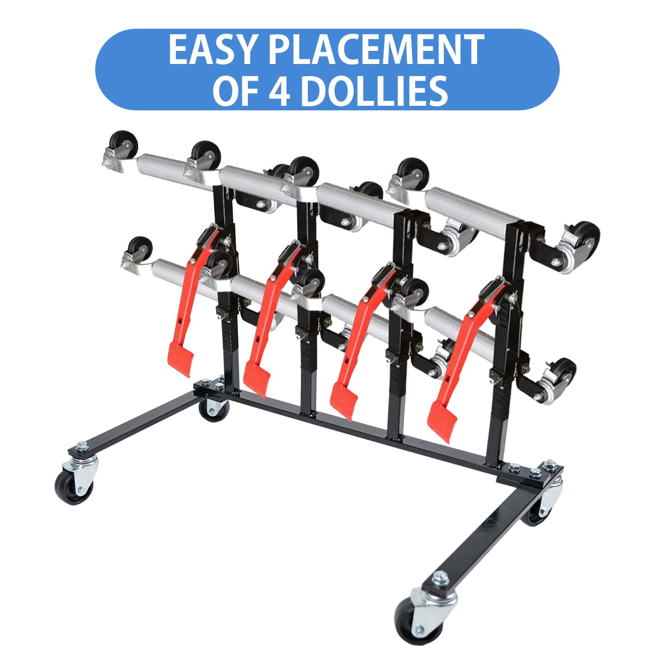 biosp Car Dolly Rack, Jack Stands Cart Storage Rack, Hydraulic Trolley Organizer Holder, Four Wheel Dollies Capacity, Four 360-Degree Rolling Casters, 31''*19''*4'', Transporter Trailer Accessories