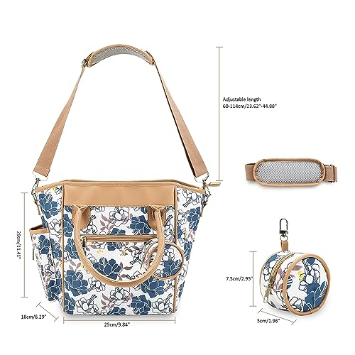 MEYTEILAY Diaper Bag Tote Baby Changing Bag Portable Waterproof Splashproof and Large Capacity with Shoulder Strap(Blue Flower)