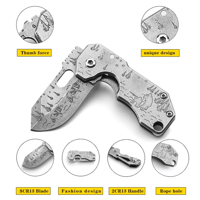 DOOM BLADE Gray Folding Pocket knife,Cool Knives for Outdoor Camping - Military Style - Tactical Knife with Liner Lock