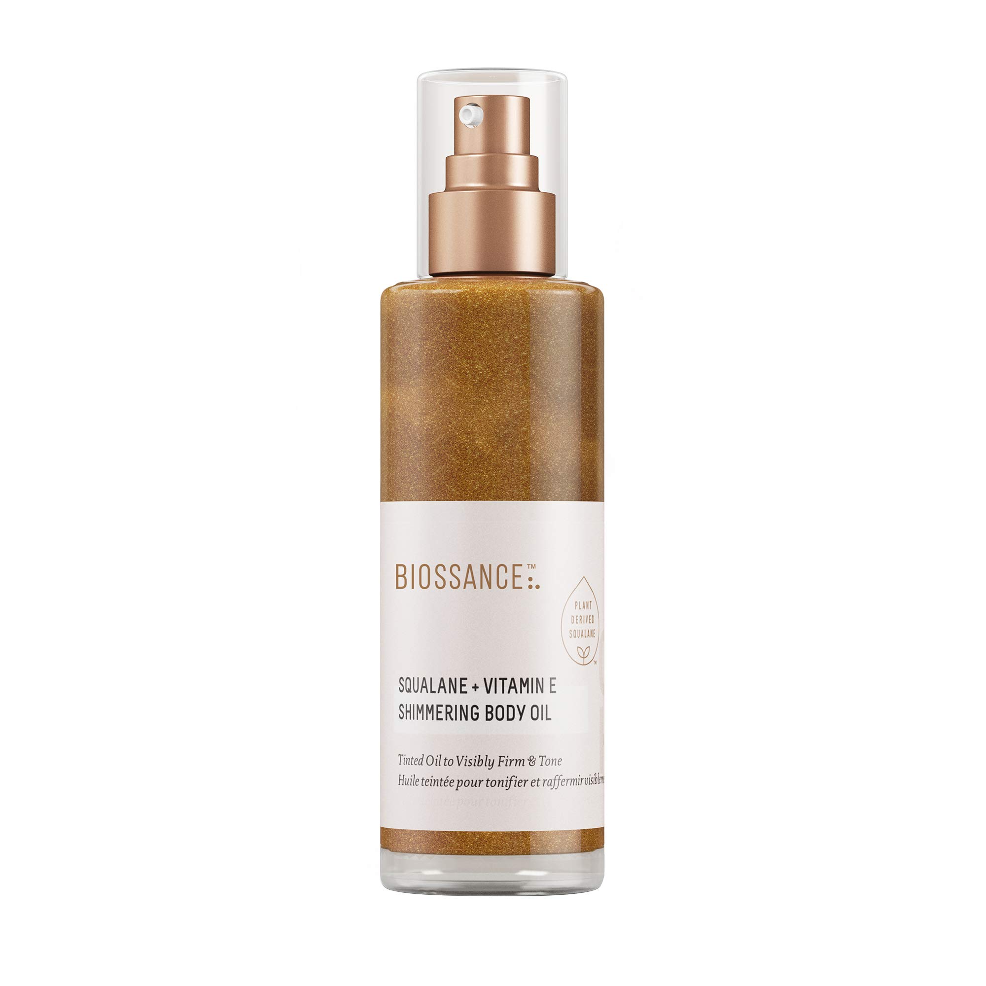Biossance Squalane + Vitamin E Shimmering Body Oil. Hydrating, Non-Greasy Oil Infused with Vitamins Smooths Texture, Blurs Imperfections and Adds a Subtle Glow (4.0 ounces)