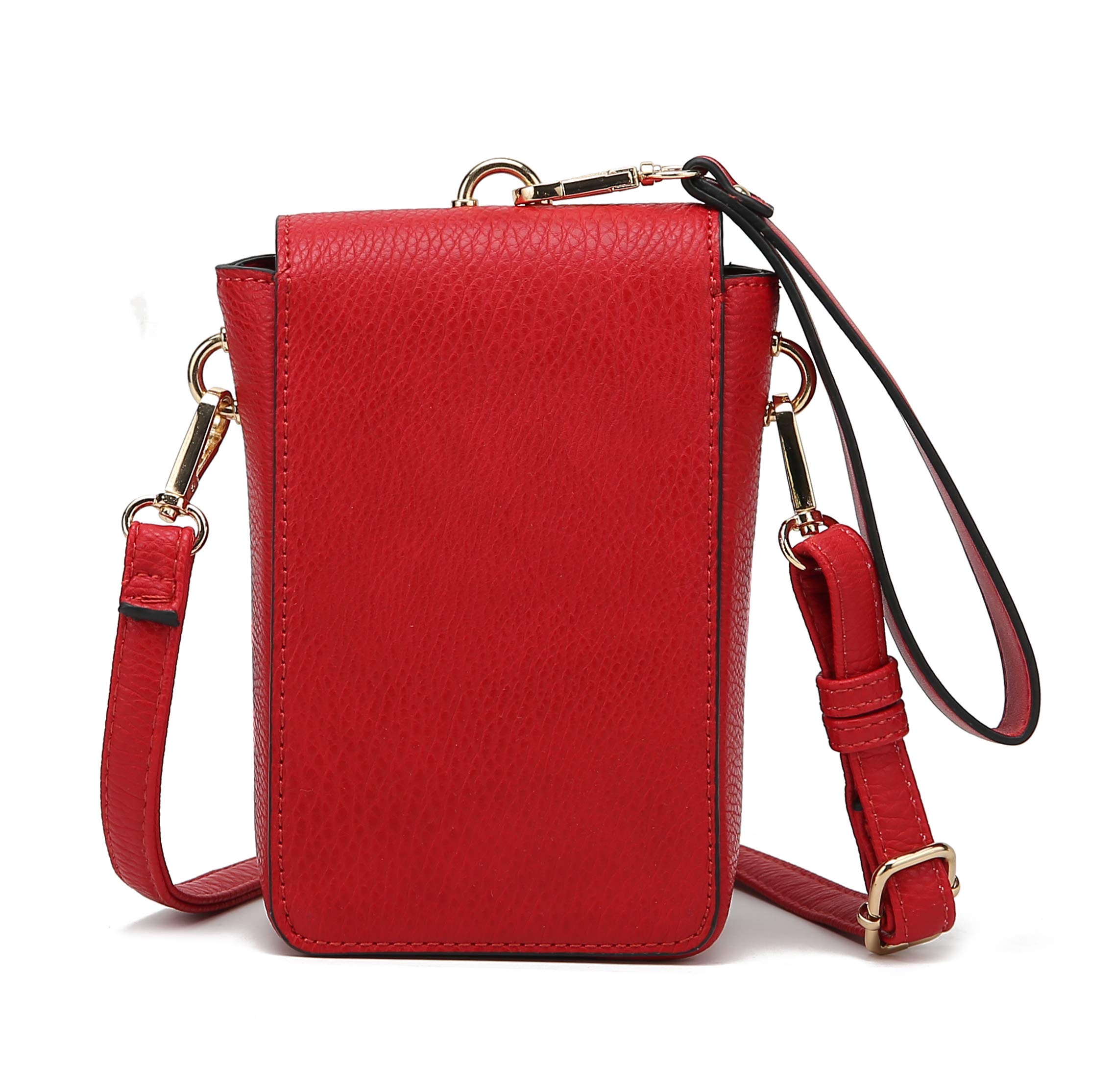MKF Collection Crossbody Cellphone Purse for Women – PU Leather Wallet Handbag, Wristlet Strap Clutch Bag Card Slots Black