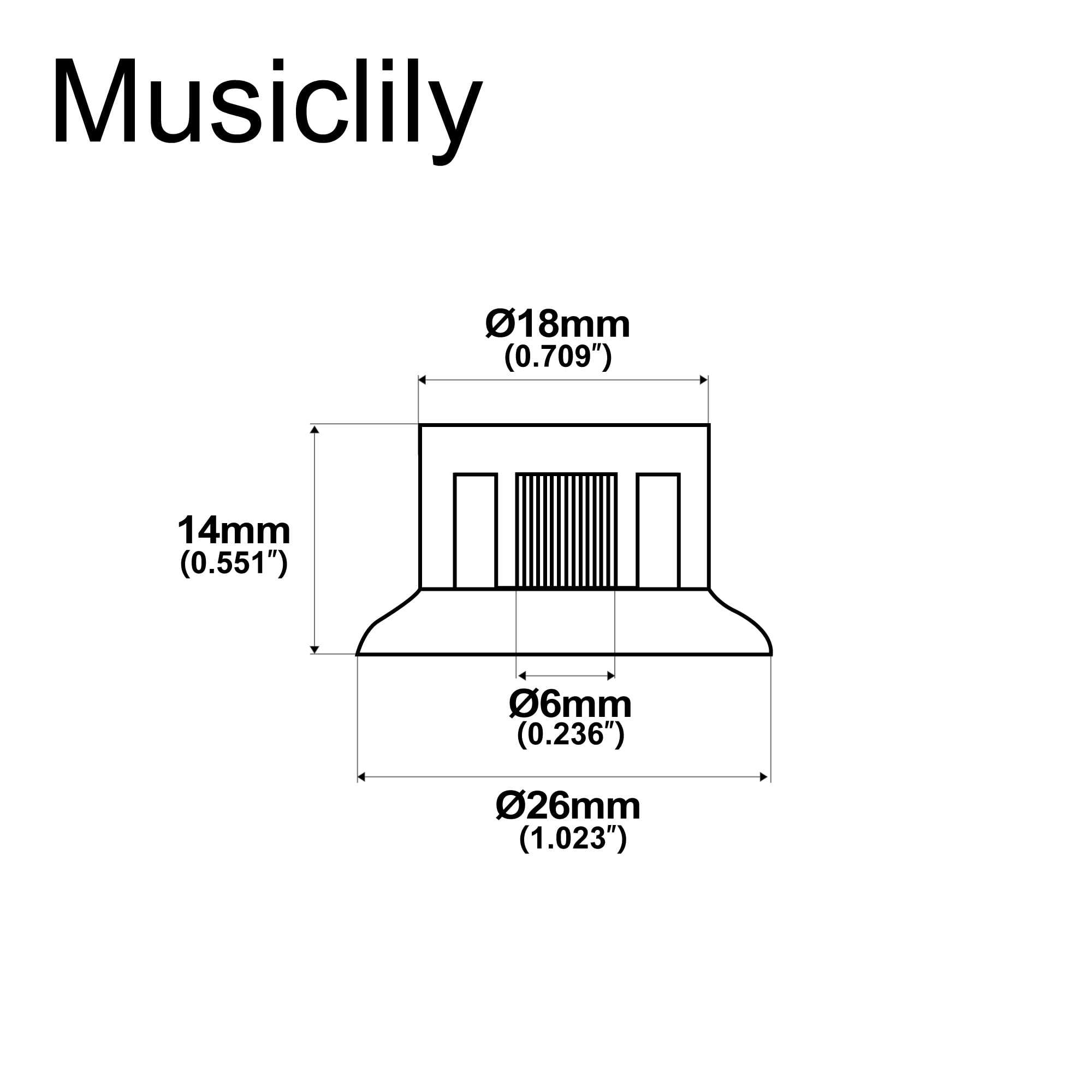 Musiclily Pro Metric Size Guitar Reflector Knobs Top Hat Bell 2 Volume 2 Tone Knob Set for Epiphone Les Paul SG Electric Guitar Asia Import Guitar Bass Split Shaft Pots, Black with Gold Top