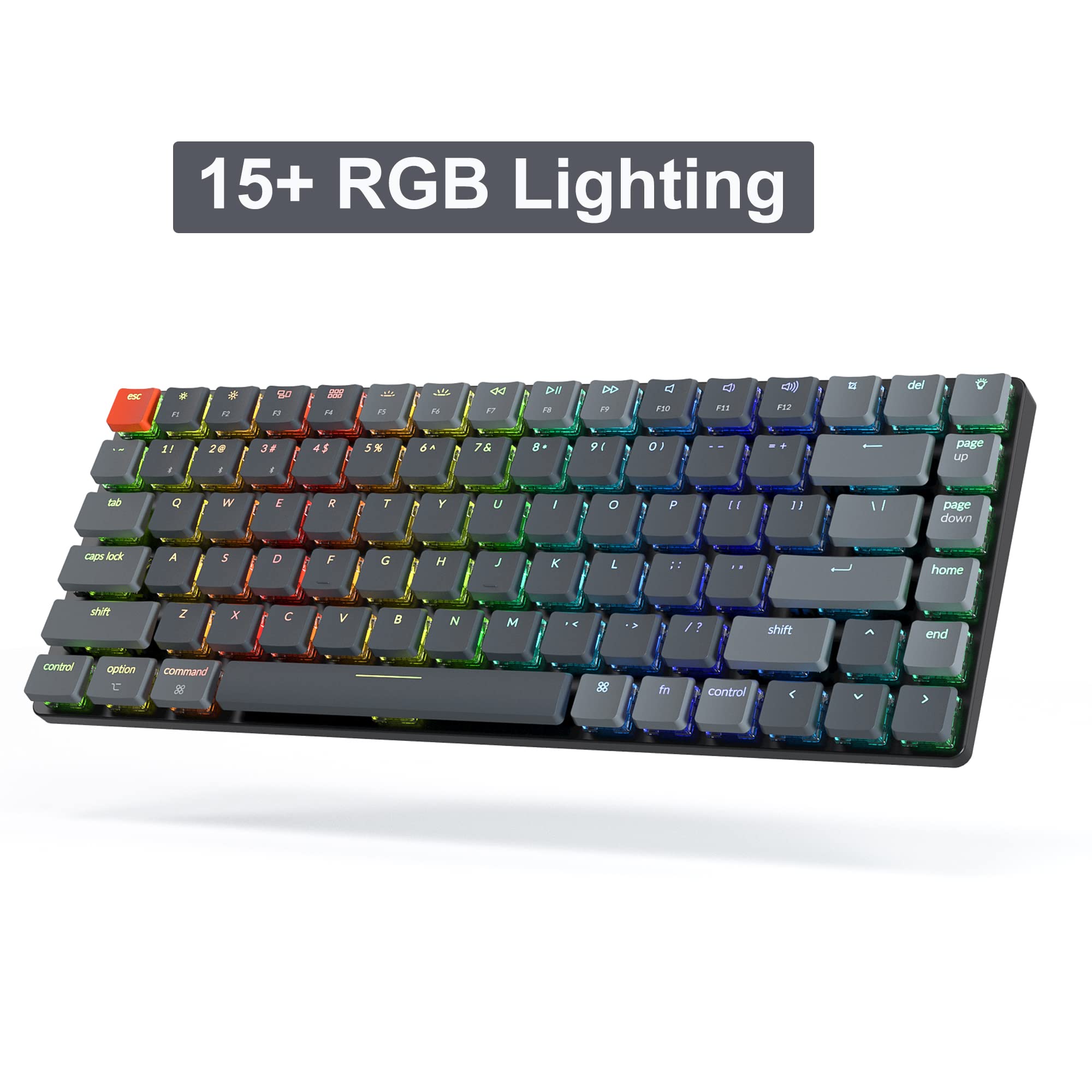 Keychron K3 Ultra-Slim 75% Layout Wireless Wired Mechanical Keyboard, Compact 84 Keys RGB LED Backlit for Mac Windows, Low Profile Gateron G Pro Blue Switch, Version 2