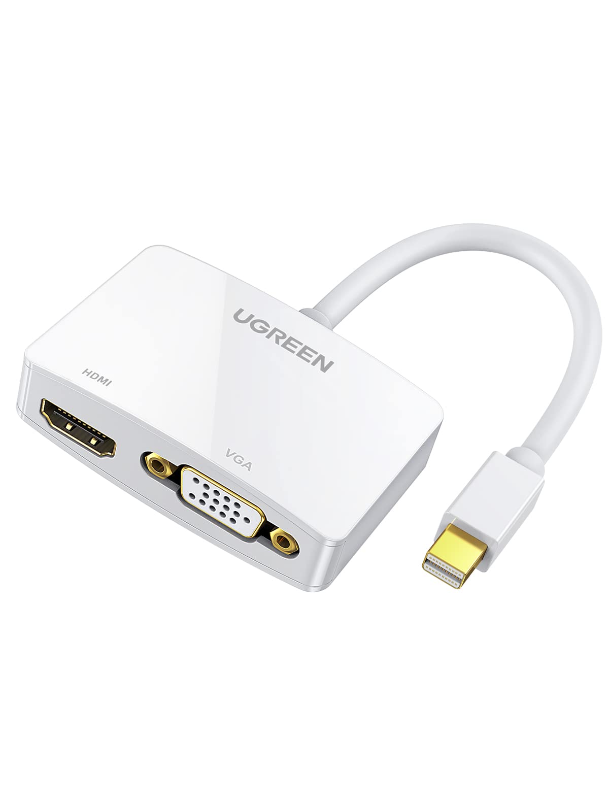 UGREEN Mini DisplayPort to HDMI VGA Adapter, 4K Thunderbolt 2 Adapter 2 in 1 Mini DP Converter Compatible with MacBook Pro MacBook Air iMac Surface Pro 1 2 3 4 6 Surface Laptop 2 ThinkPad X1, White